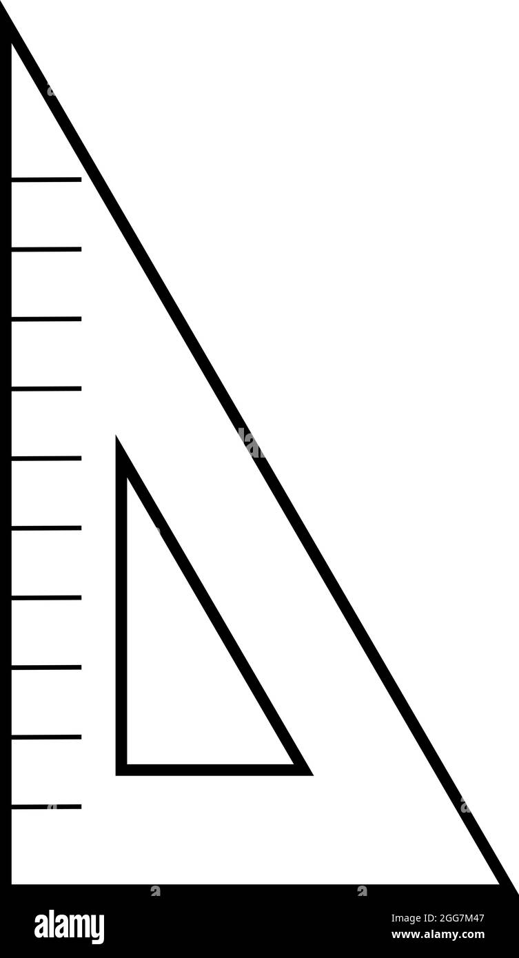 Simple triangle ruler, icon illustration, vector on white background ...