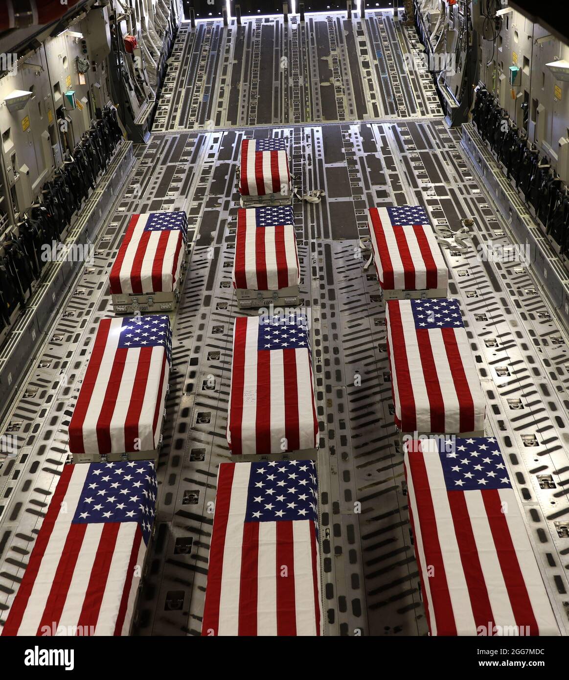 United States Marines honor their fallen during a Ramp Ceremony at ...