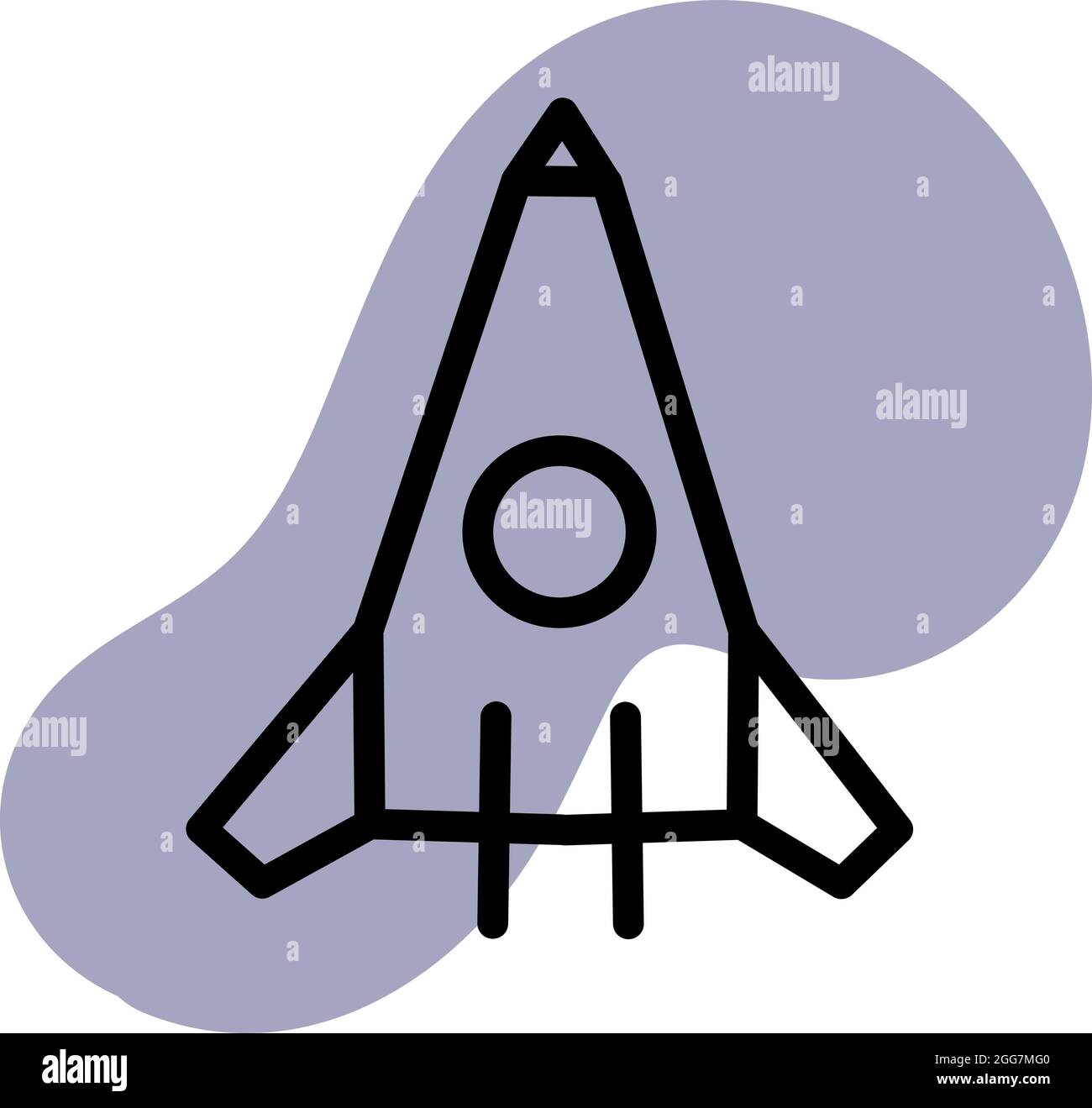 Small purple rocket, icon illustration, vector on white background ...