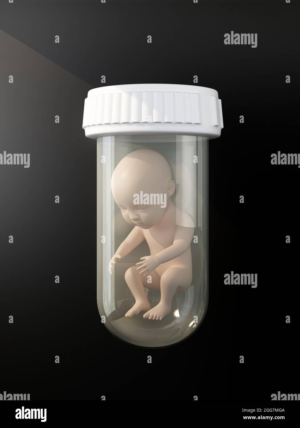 embryo human in capsule on black background. 3d rendering Stock Photo ...