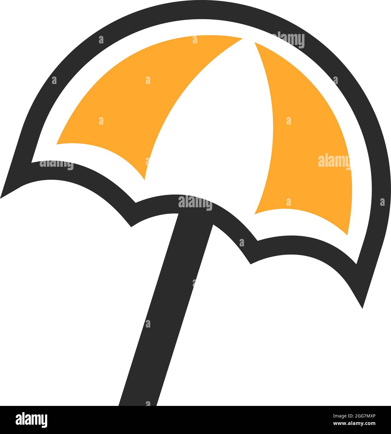 Yellow sun umbrella, icon illustration, vector on white background ...