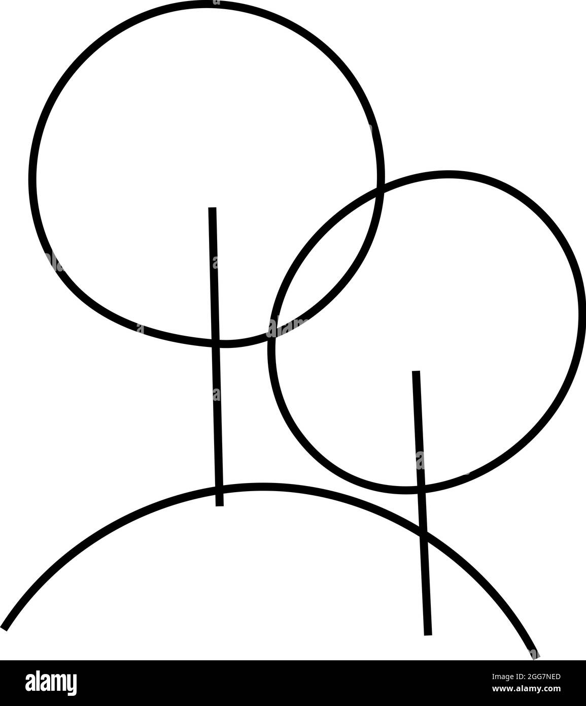 Two circular trees, icon illustration, vector on white background Stock ...