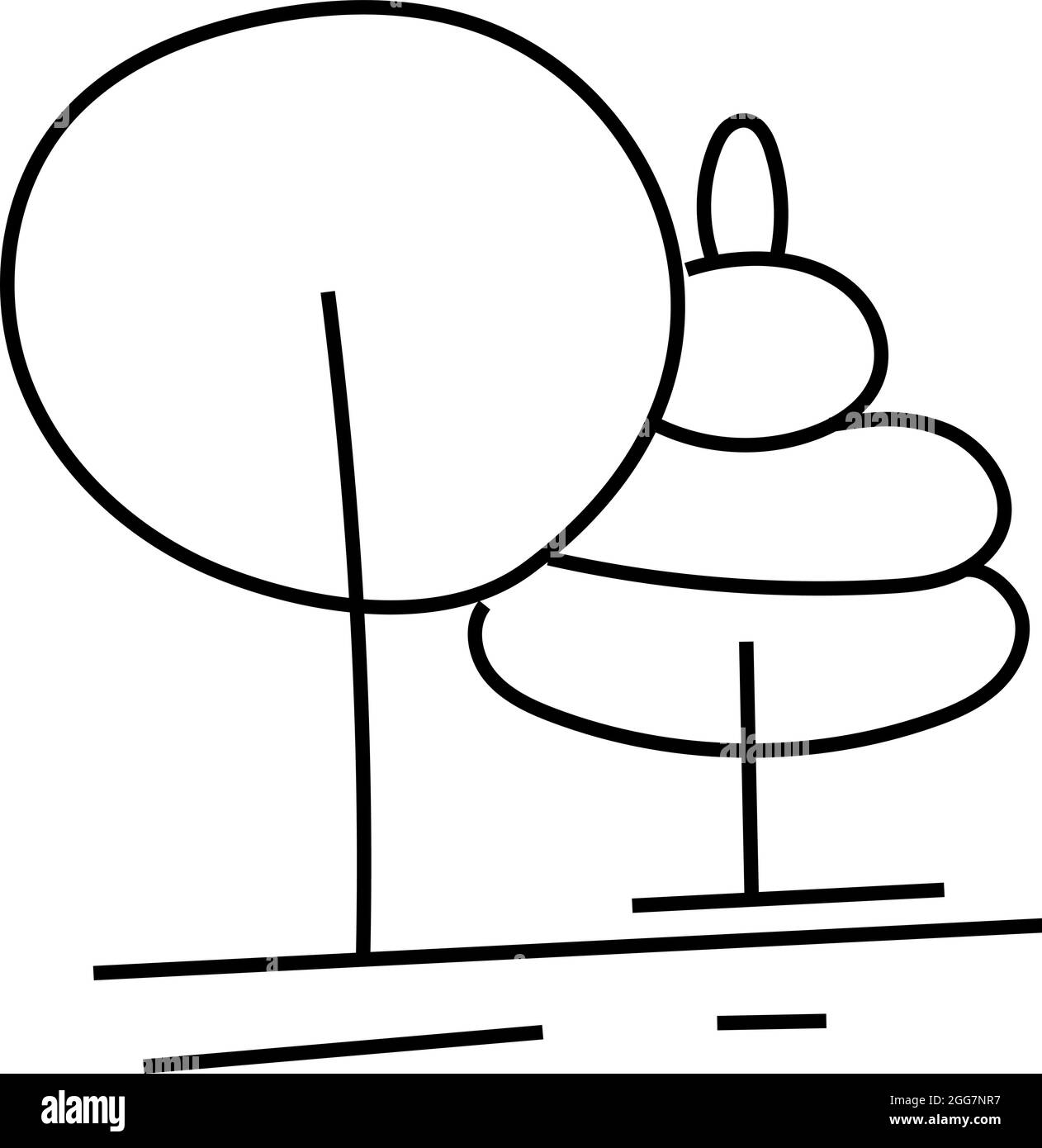 Two minimal trees, icon illustration, vector on white background Stock ...