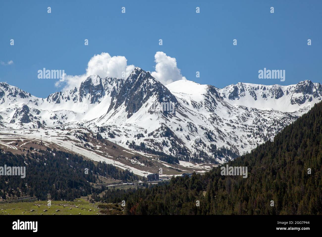 The cloudy sky over the snowy landscapes captured in high in the Alps ...