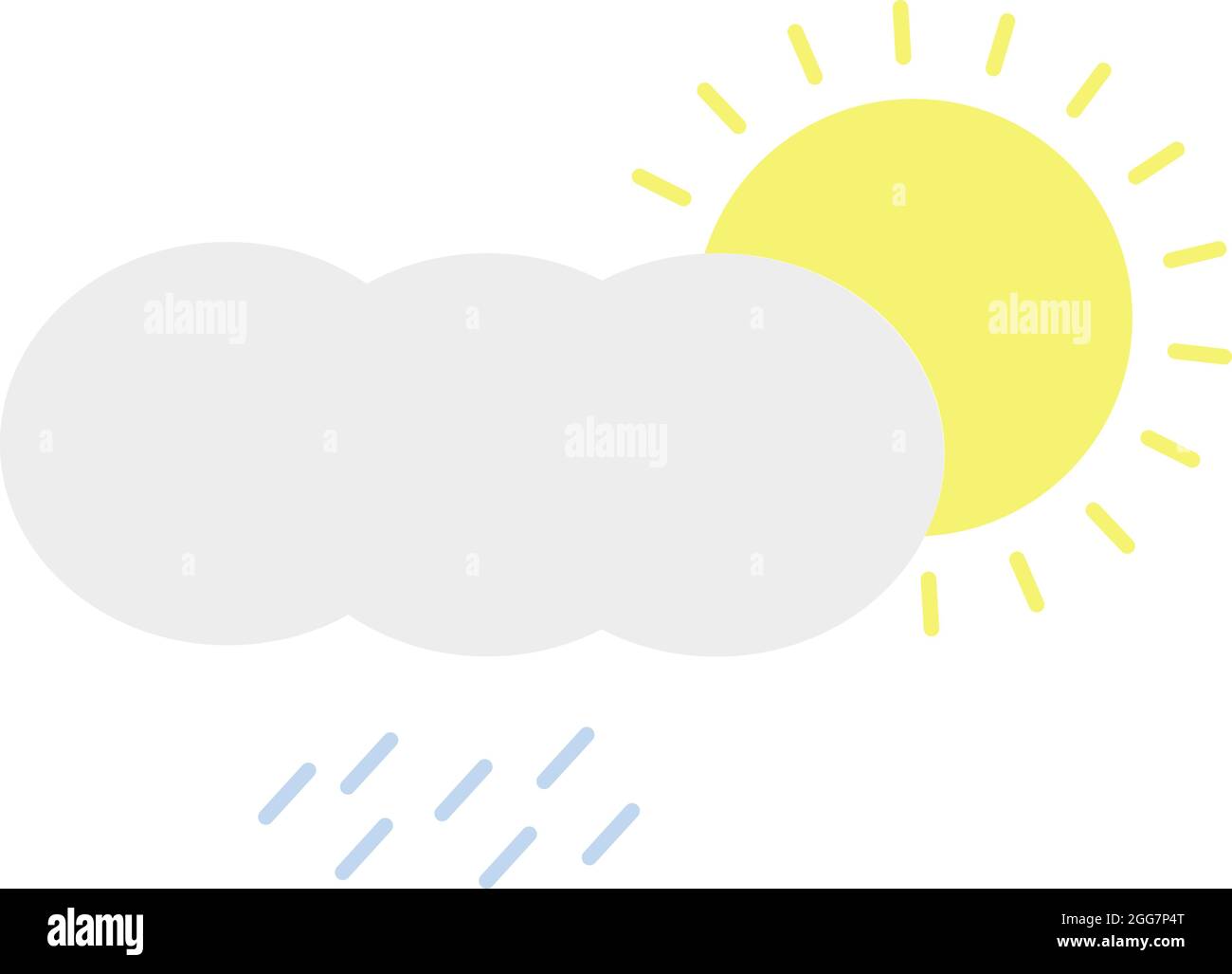 Sun with heavy rain, icon illustration, vector on white background ...