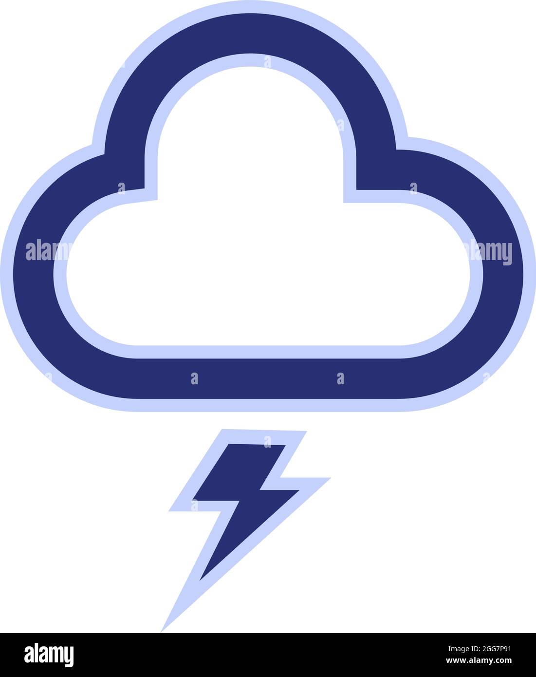 Thunder cloud, icon illustration, vector on white background Stock ...
