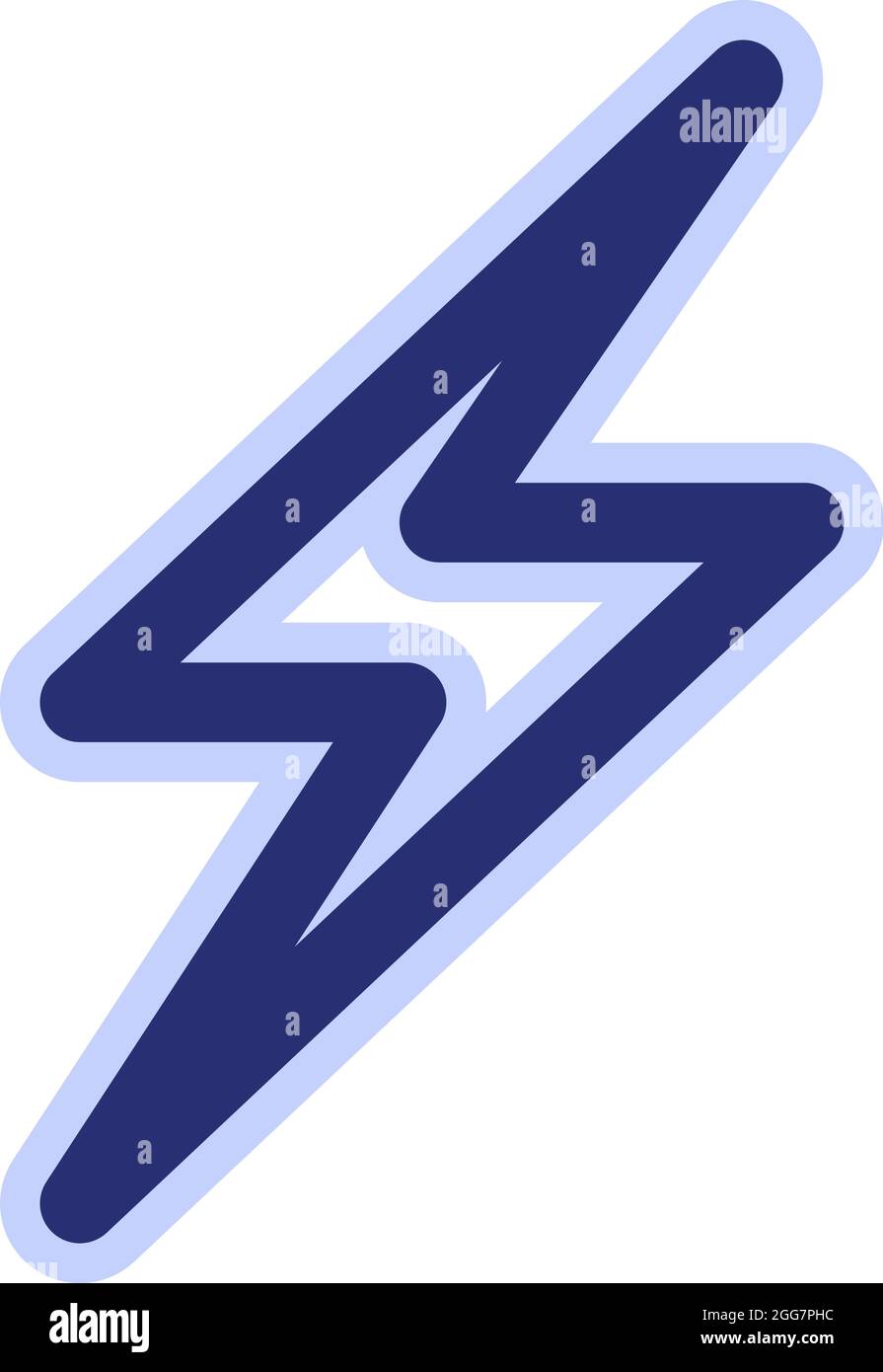 Blue lightning, icon illustration, vector on white background Stock ...