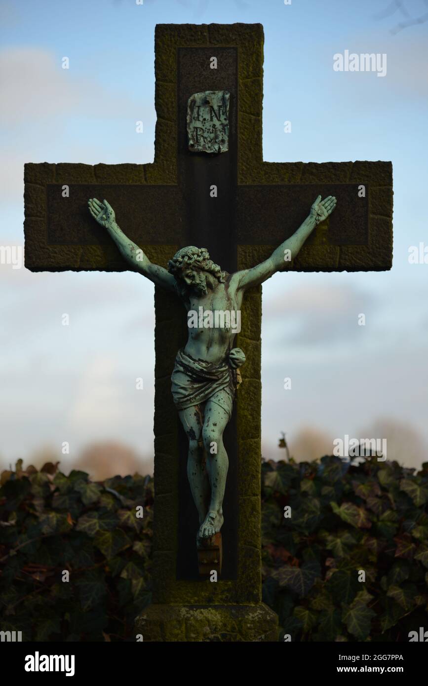A vertical shot of the Crucifixion of Christ Stock Photo - Alamy