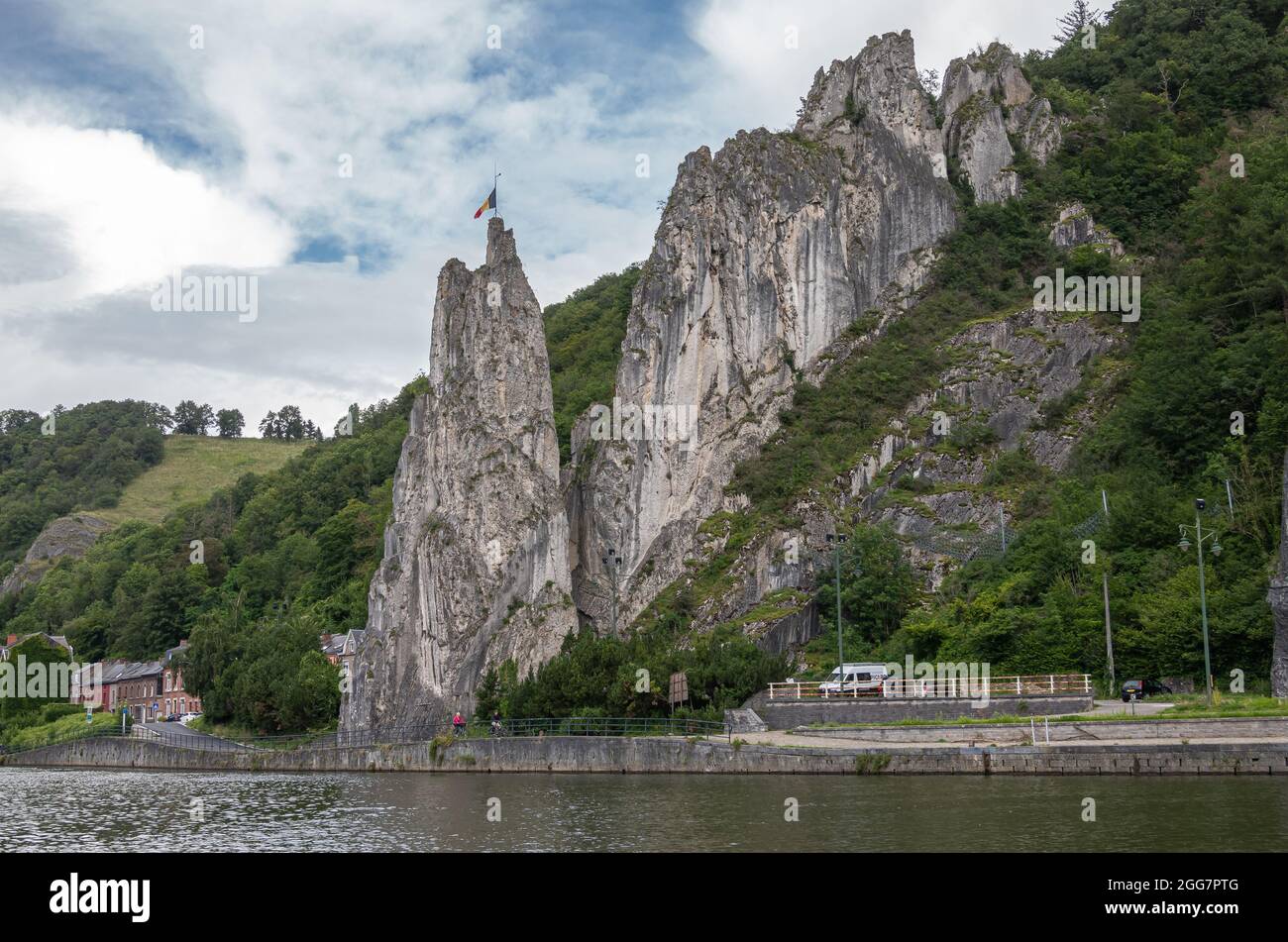 Dinant, Wallonia, Belgium - August 8, 2021: The famous Le Rocher Bayard ...