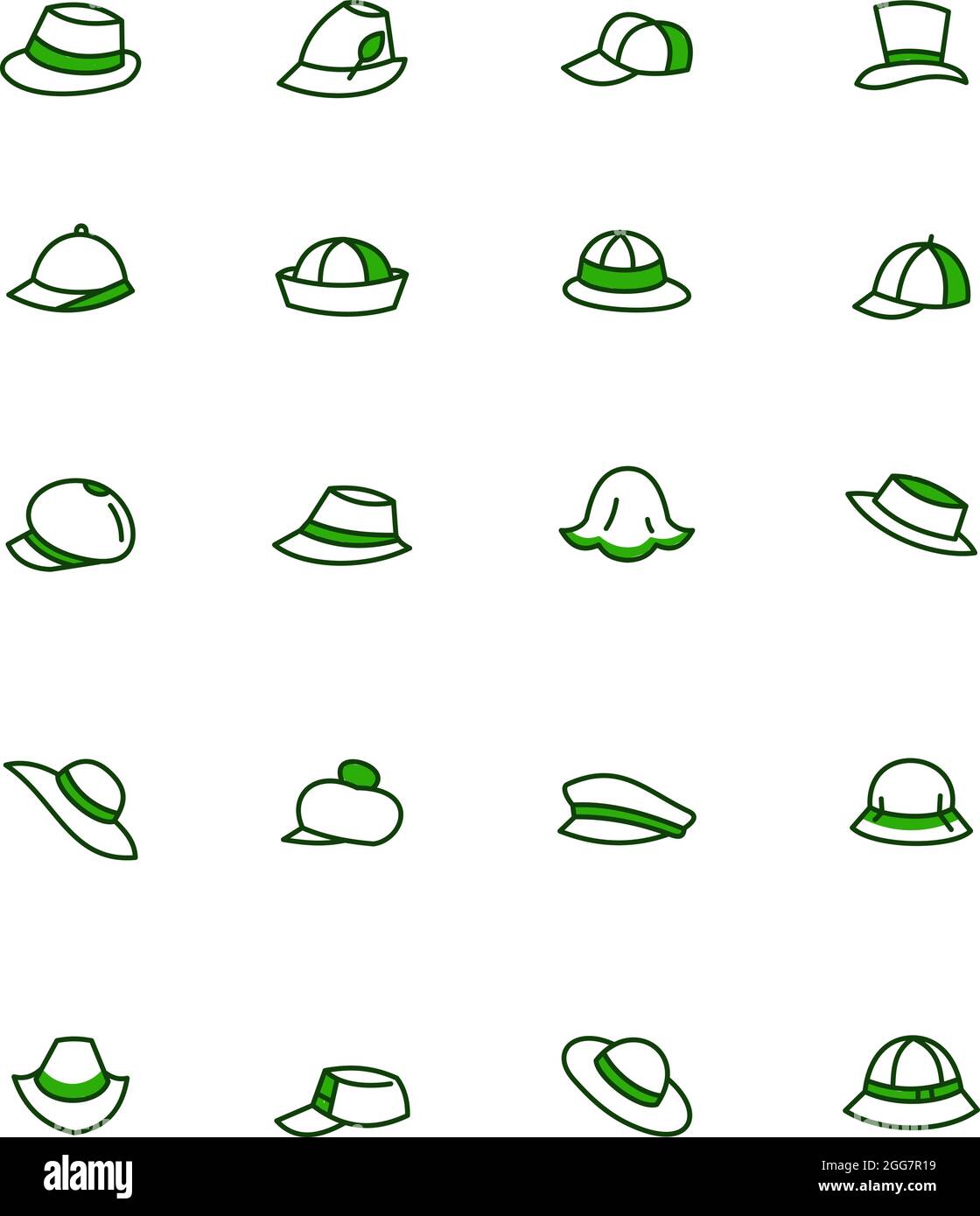 Green hat icon set, illustration, on a white background Stock Vector ...