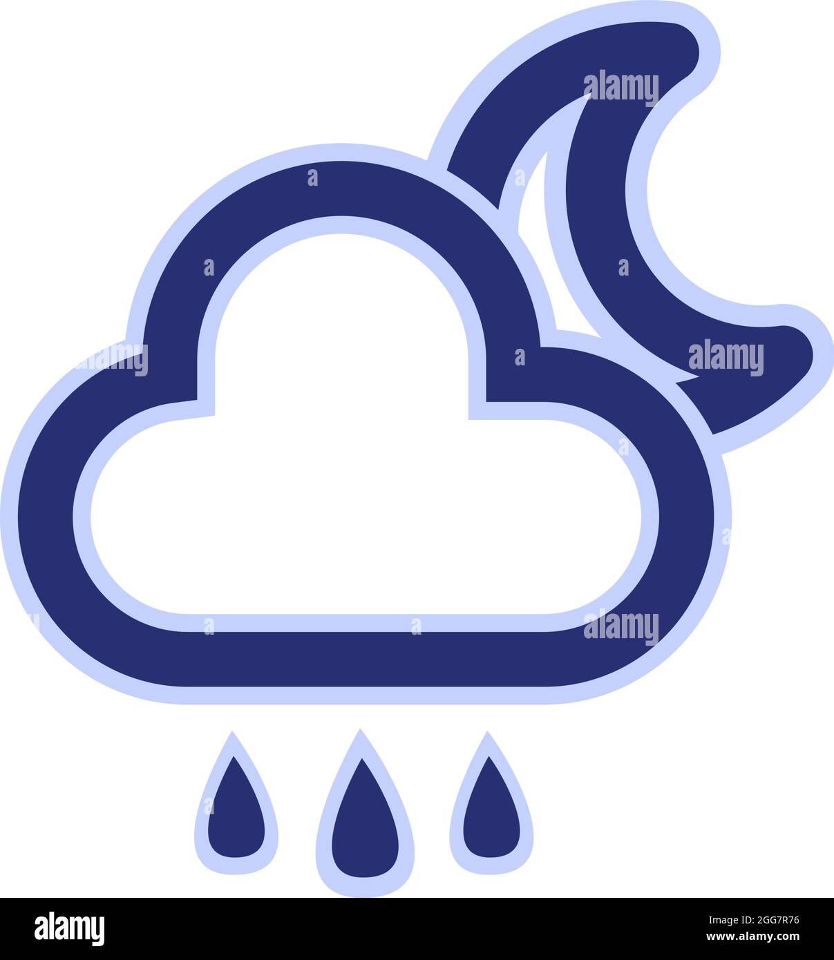 Light night rain, icon illustration, vector on white background Stock ...