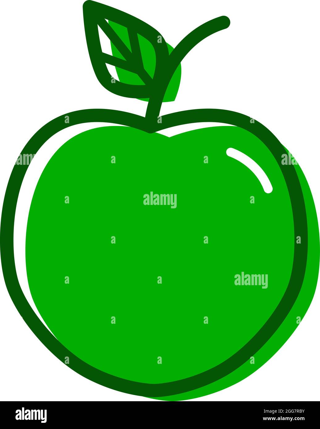 Green apple, icon illustration, vector on white background Stock Vector ...