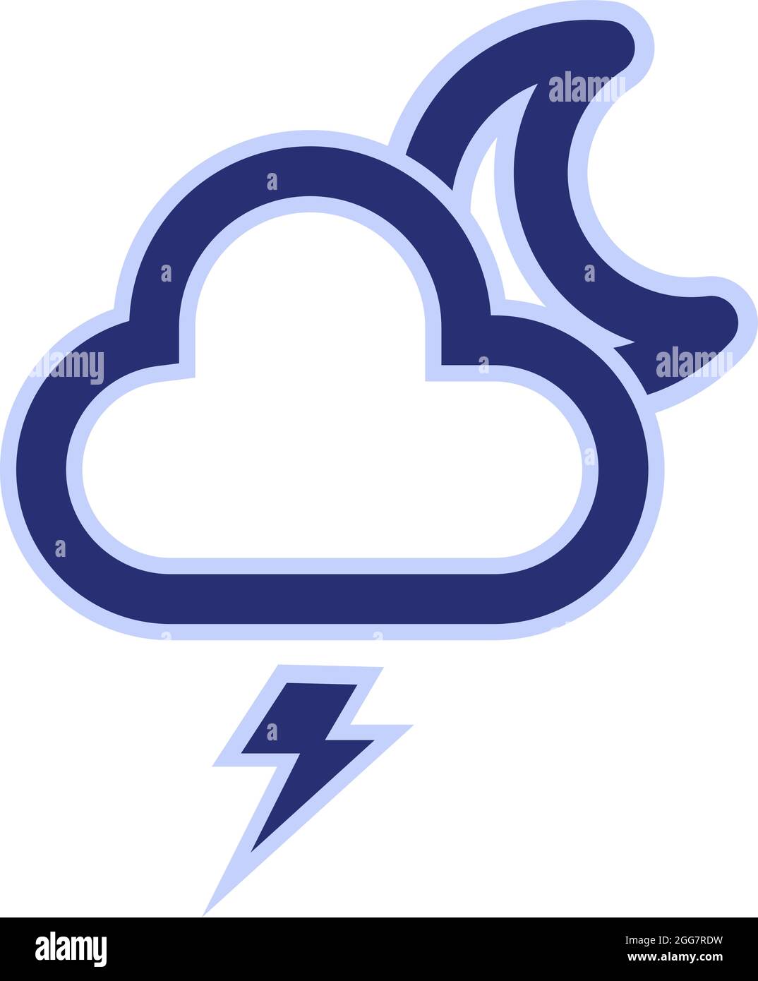 Night thunder, icon illustration, vector on white background Stock ...