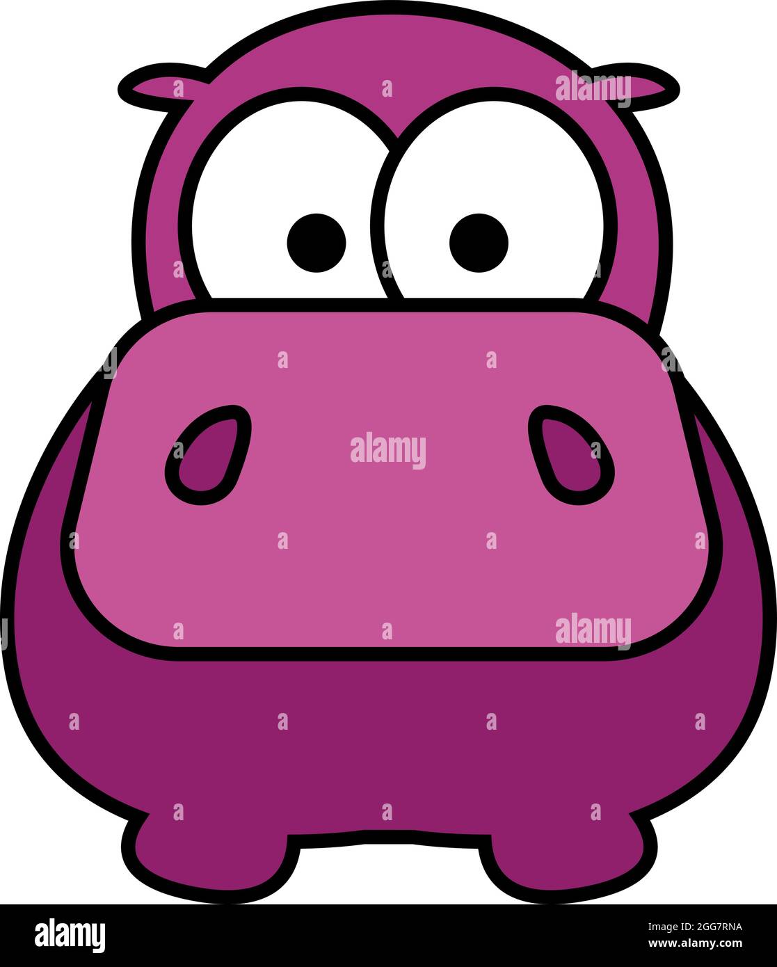 Pink hippo, illustration, on a white background Stock Vector Image ...