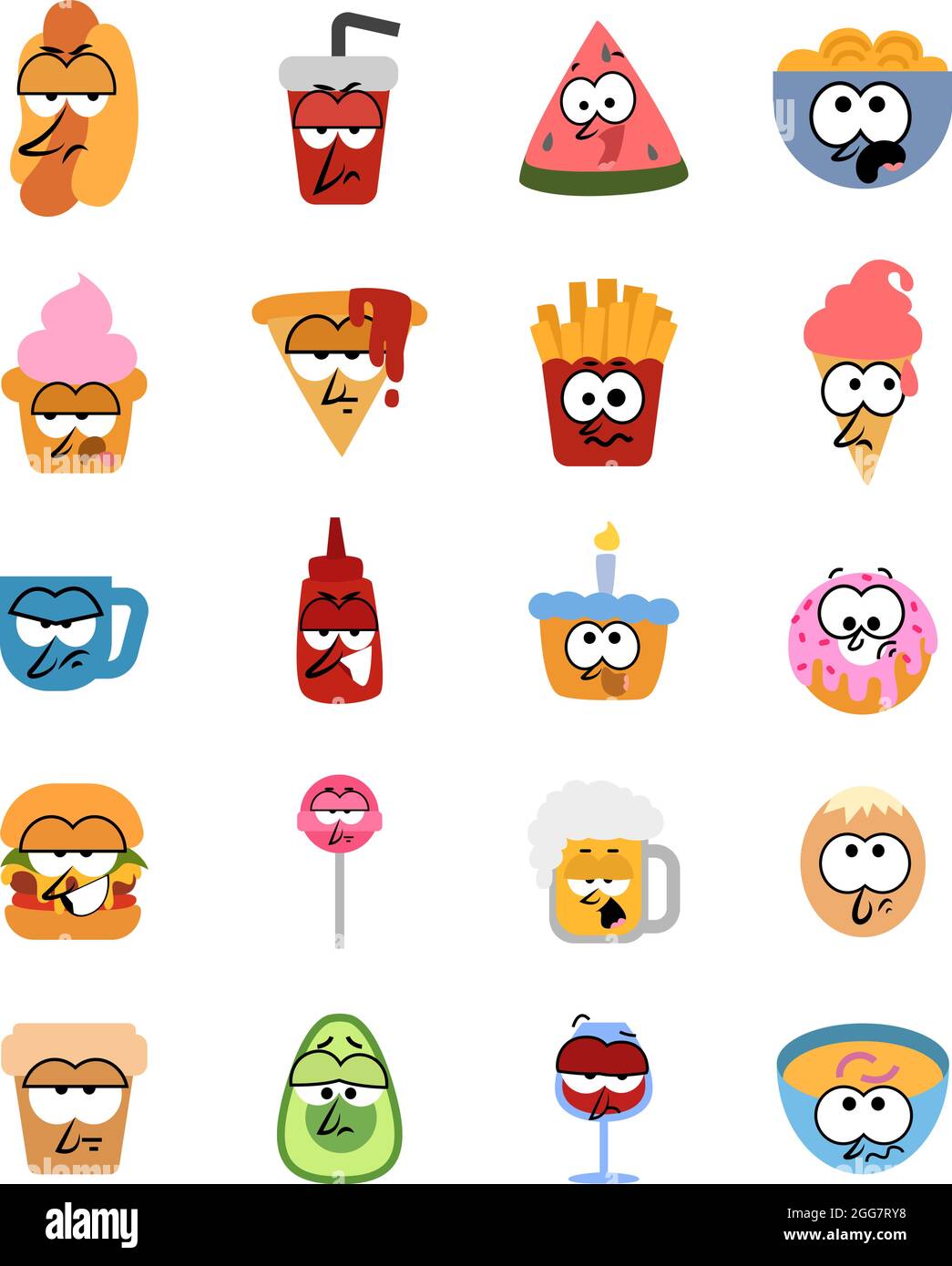 Food with feelings, illustration, on a white background Stock Vector ...