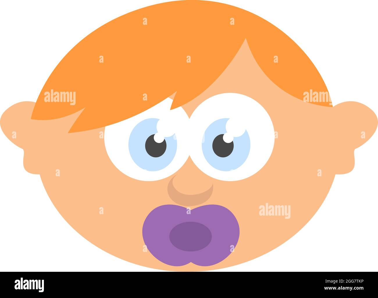 Orange haired baby with bright blue eyes, illustration, on a white ...