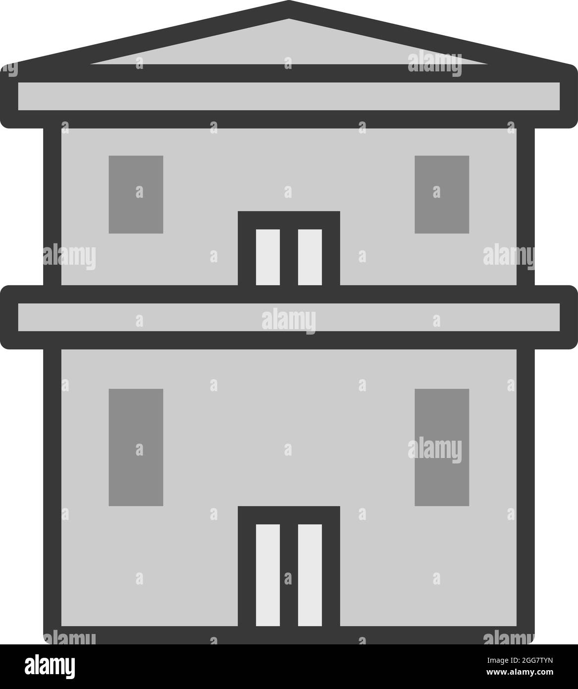 Grey school building, illustration, on a white background Stock Vector ...