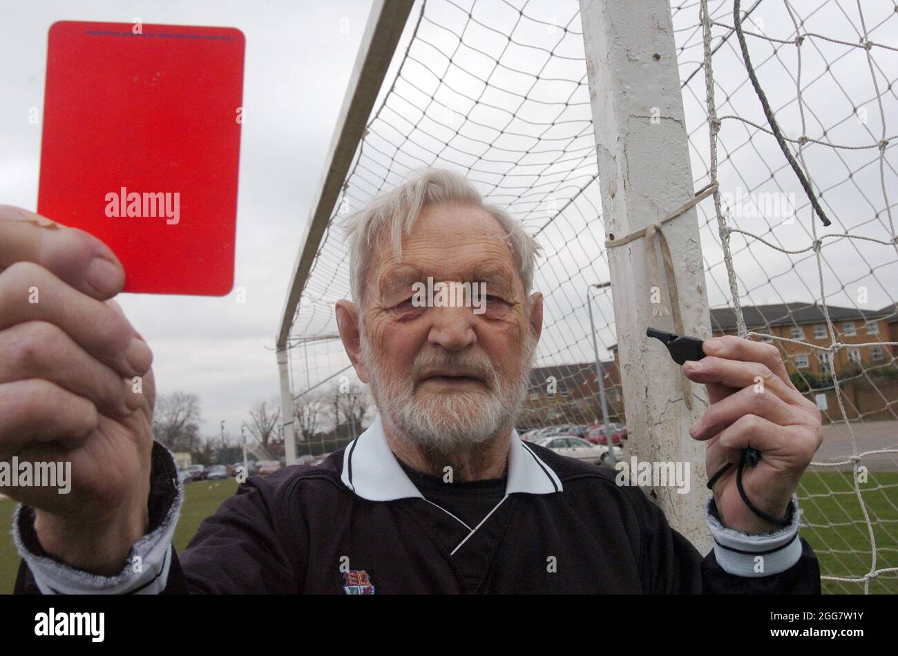 Doug Milton from Kingston , still refereeing at the age of 89. Pic Mike ...