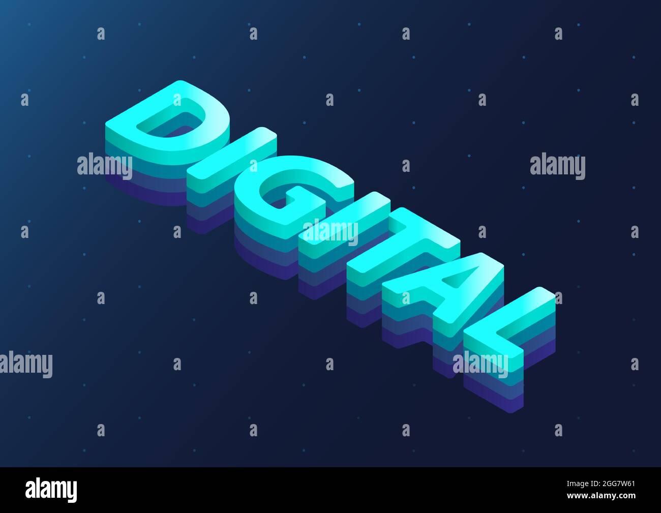 3d isometric word Digital as vector illustration. Digital and ...