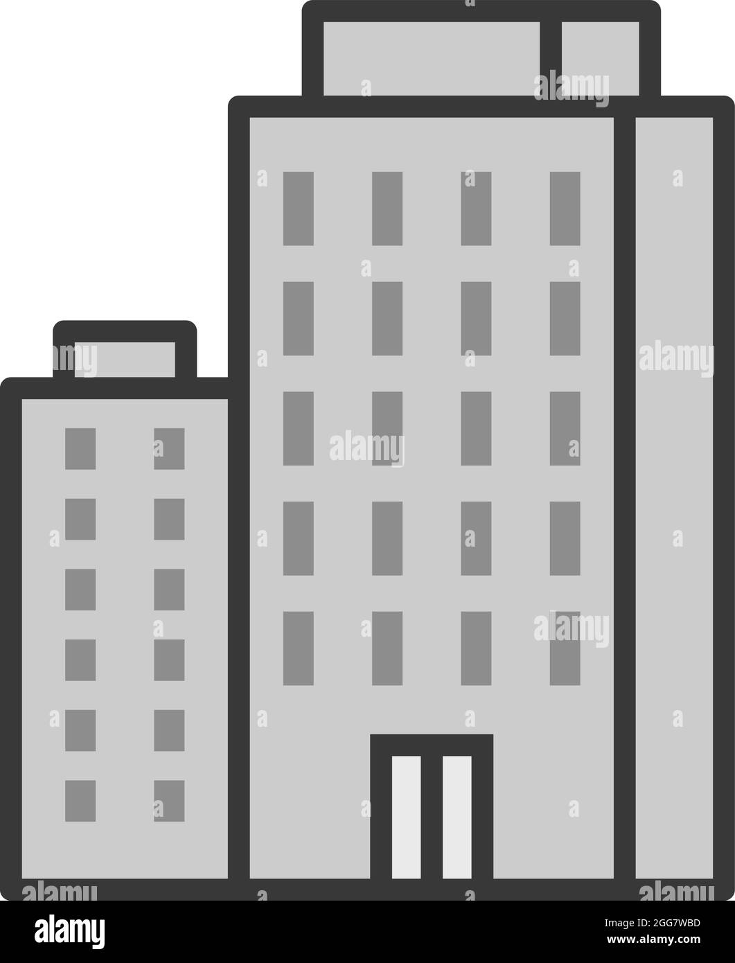 Grey hotel building, illustration, on a white background Stock Vector ...