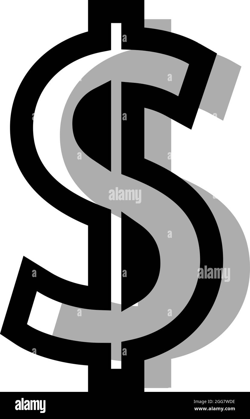 Grey dollar sign, illustration, on a white background Stock Vector ...