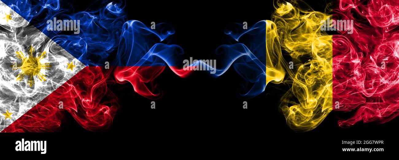 Philippines, Filipino vs Chad, Chadian smoke flags side by side Stock ...