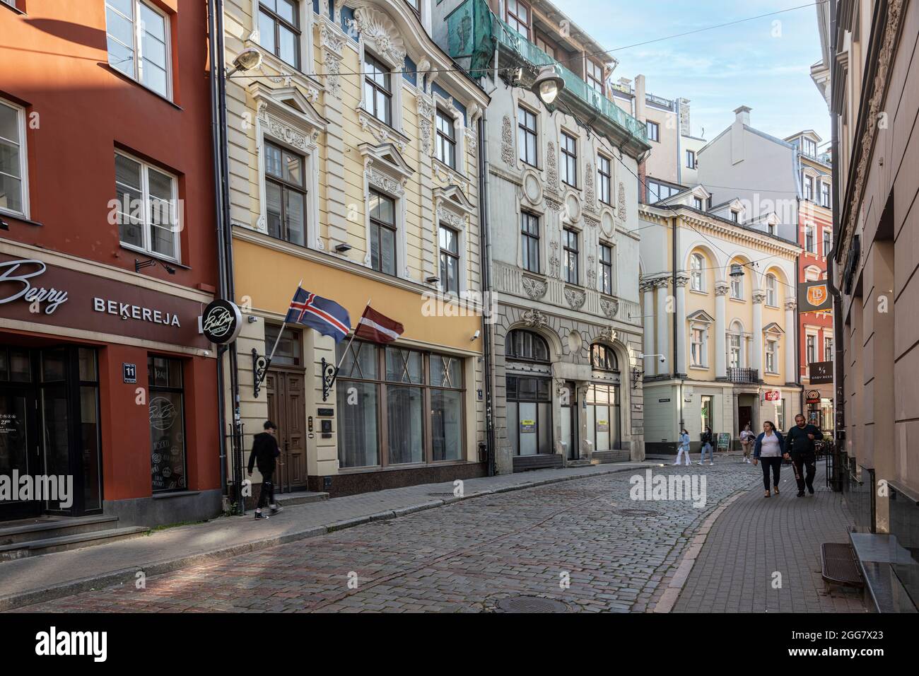 Riga, Latvia. August 2021. exterior view of the Consulate of Iceland in ...