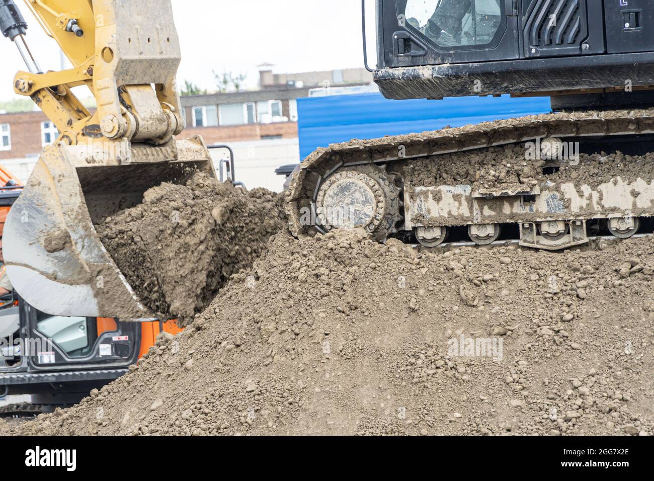Contruction equipment on new building work site Stock Photo - Alamy