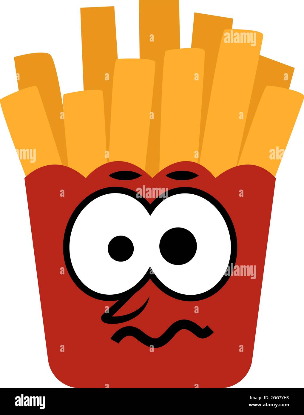Scared fries, illustration, on a white background Stock Vector Image ...