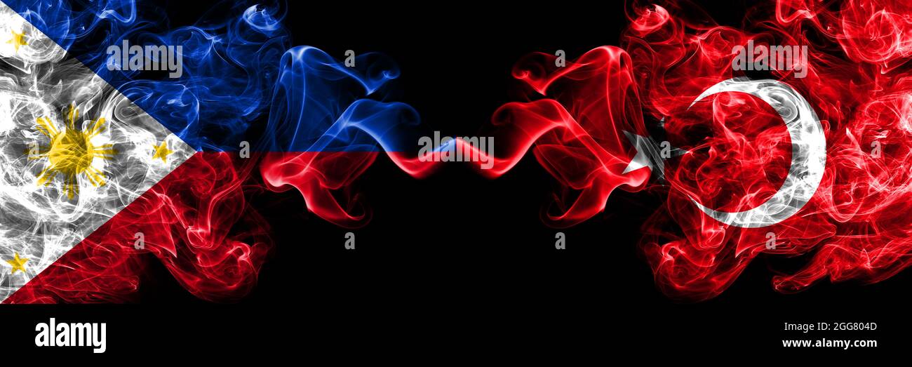 Philippines, Filipino vs Turkey, Turkish, Turk smoke flags side by side ...