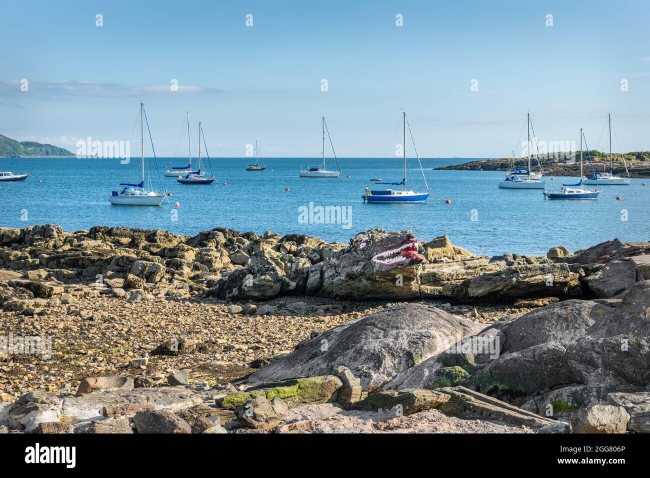 Crocodile Rock on the beach at Millport on Cumbrae in Scotland with ...
