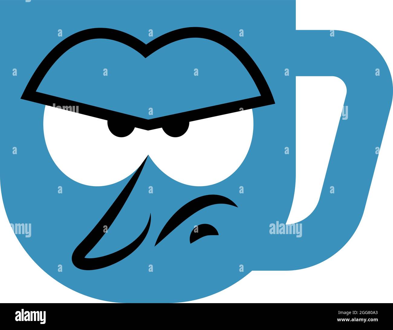 Angry blue mug, illustration, on a white background Stock Vector Image ...