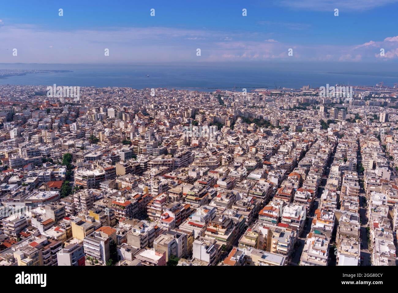 Aerial view of the city of Thessaloniki from the area Neapoli ...
