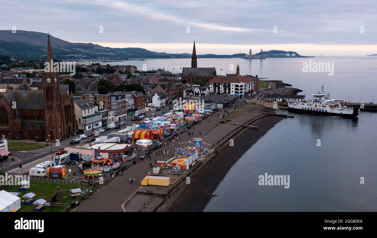 Largs, UK. 29th Aug, 2021. Pictured: Aerial view looking down from ...