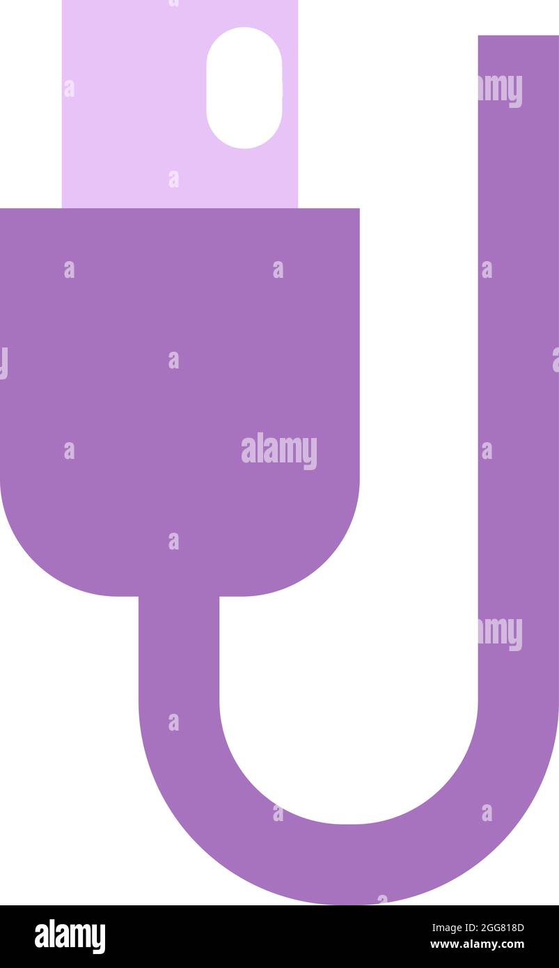 Purple power cable, illustration, on a white background Stock Vector ...