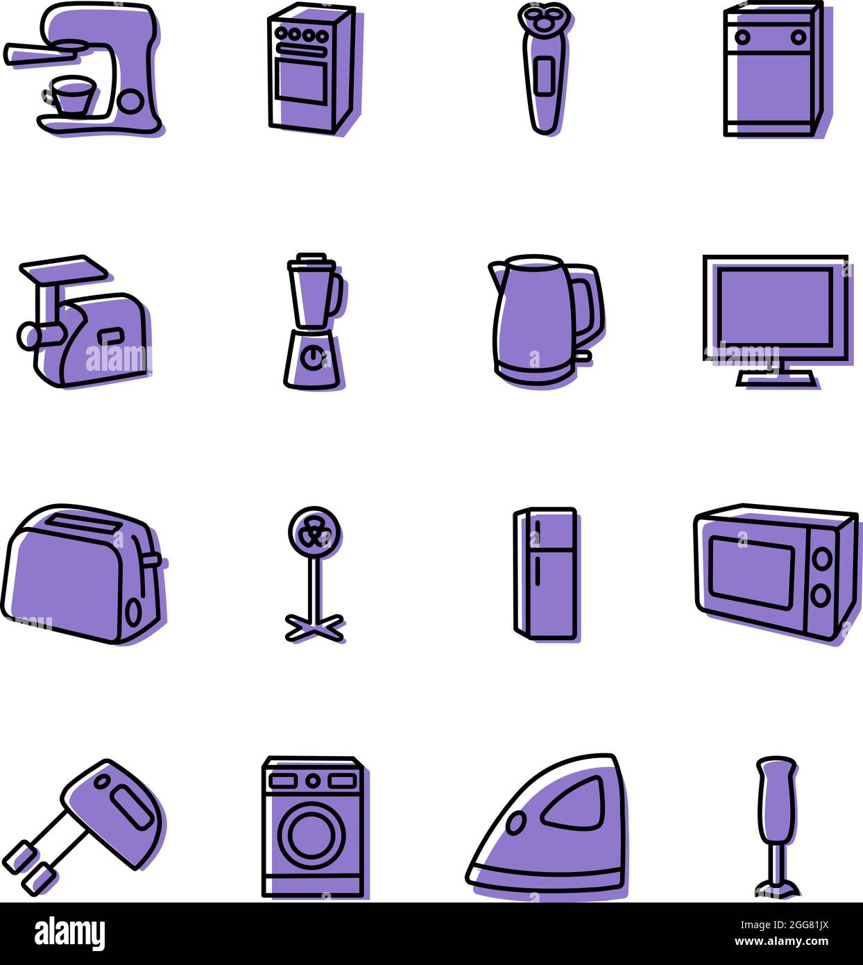 Set kitchen appliances on Stock Vector Images - Alamy
