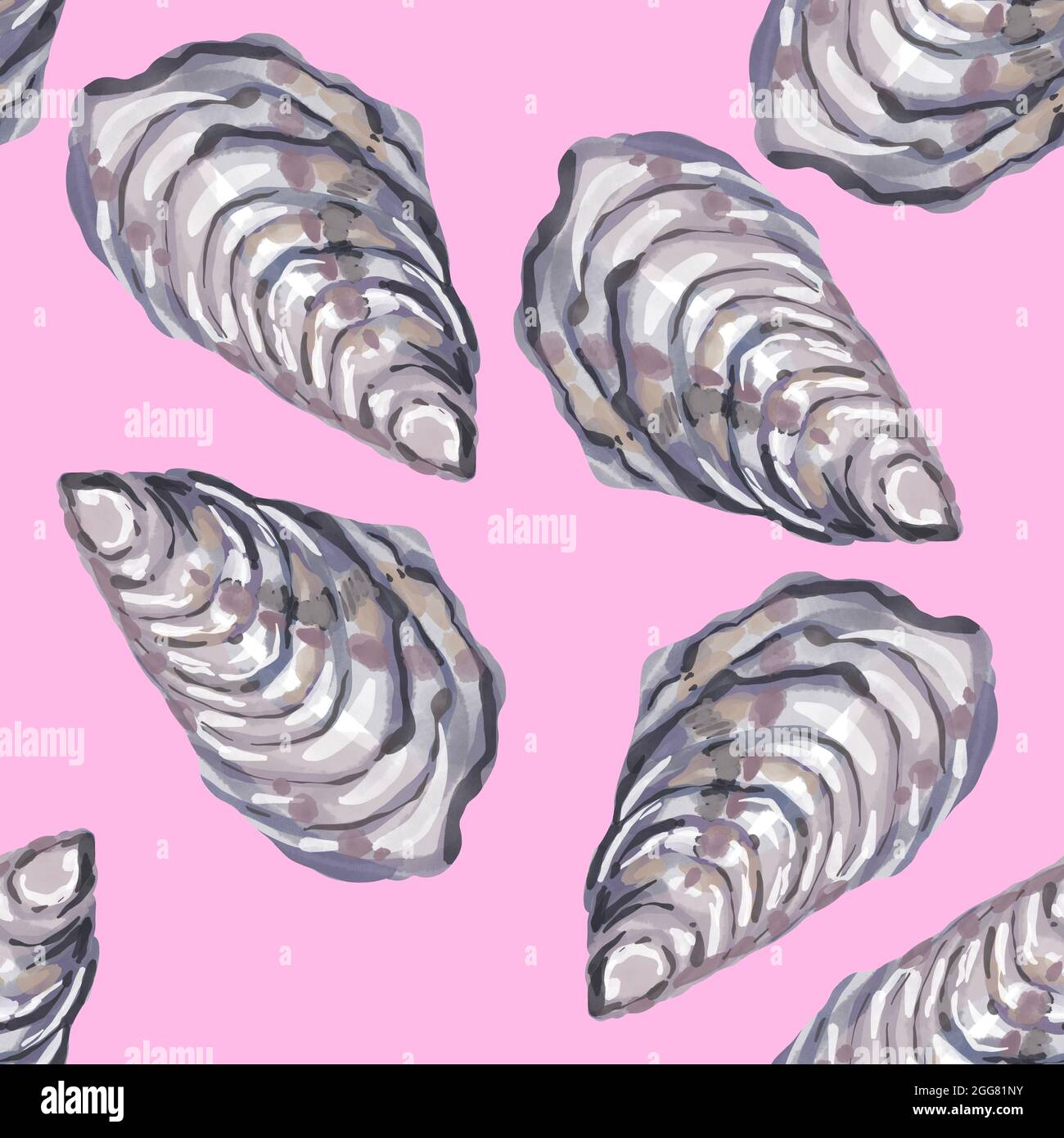Nautical seamless pattern with watercolor illustrations of shells ...