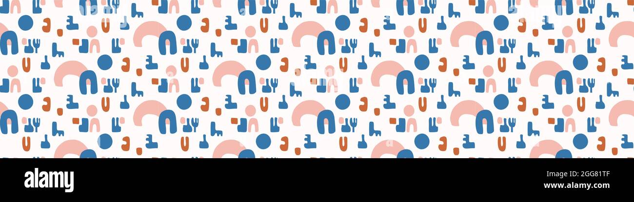 Playful matisse style cut out shape border. Seamless modern scandi ...