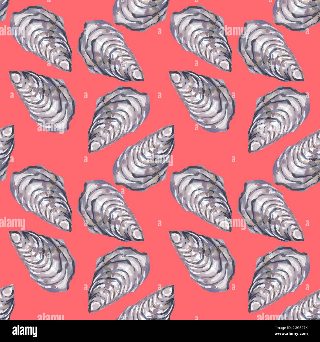 Nautical seamless pattern with watercolor illustrations of shells ...