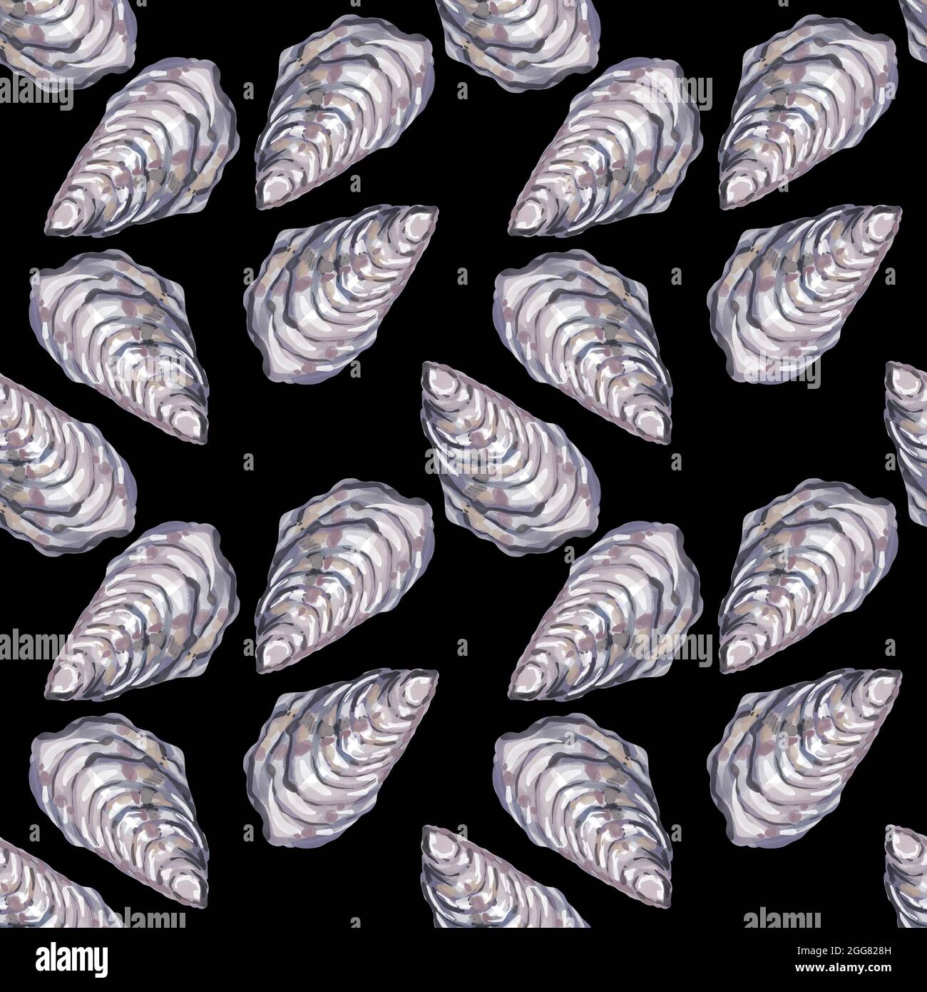 Nautical seamless pattern with watercolor illustrations of shells ...