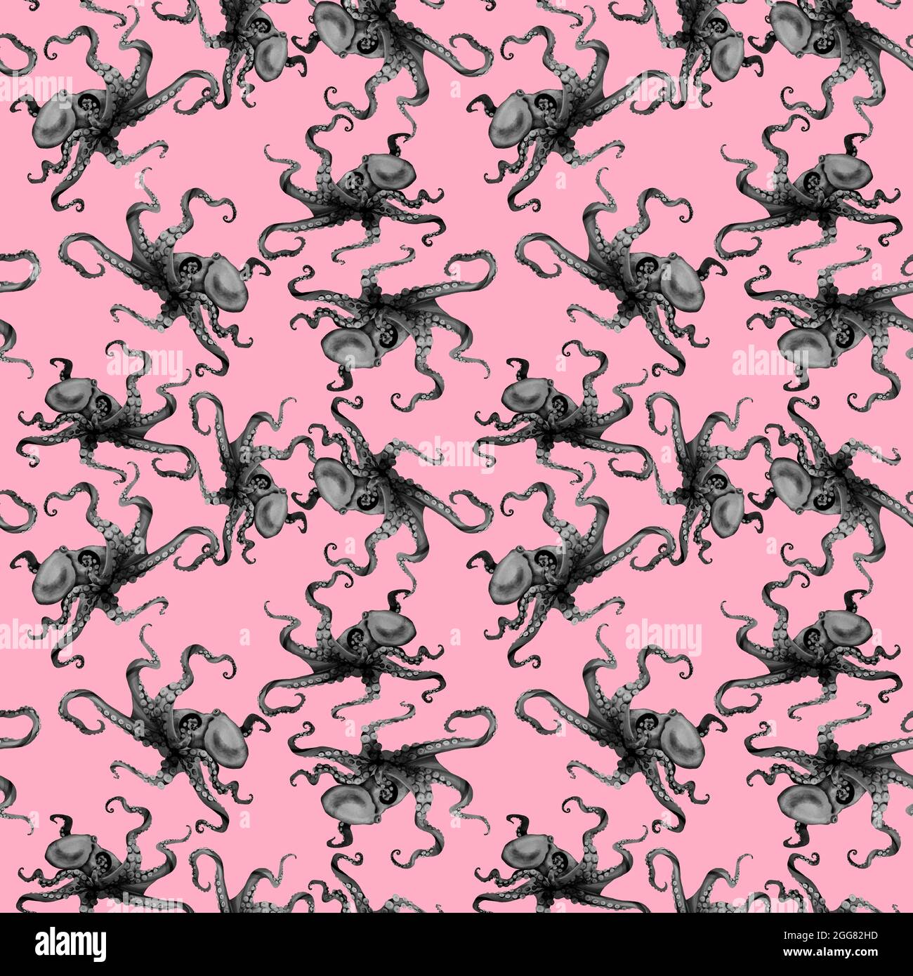 Beautiful seamless underwater pattern with watercolor octopus Stock ...