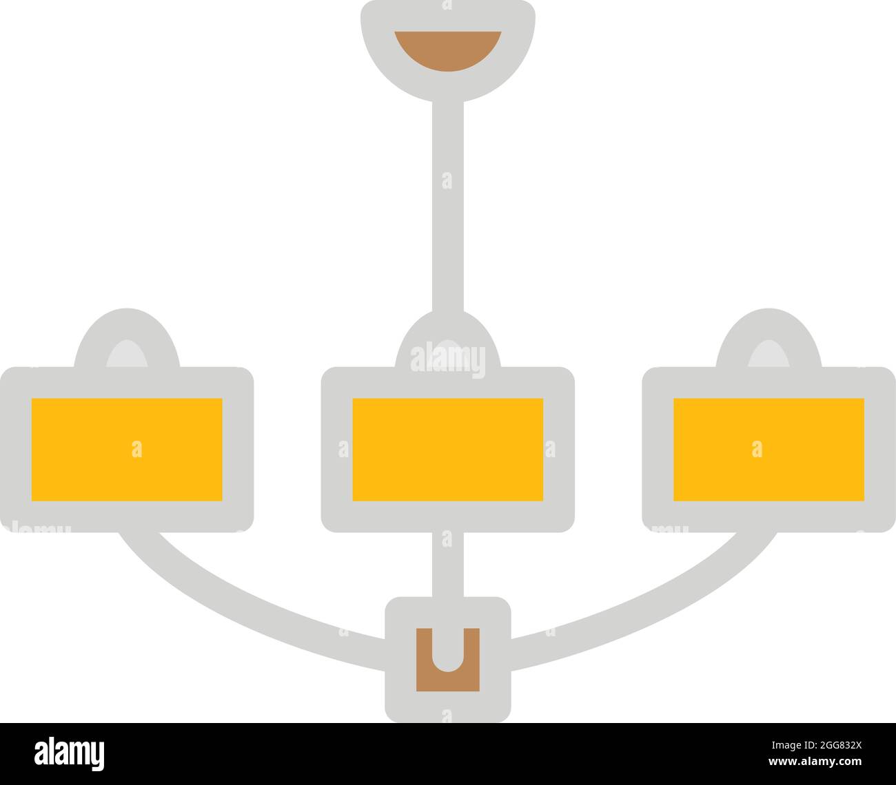 Three lamps on the ceiling, illustration, on a white background Stock ...