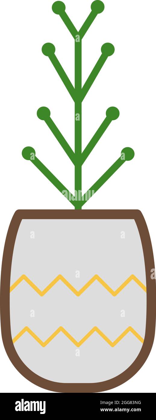 ZZ Plant in pot, illustration, on a white background Stock Vector Image ...