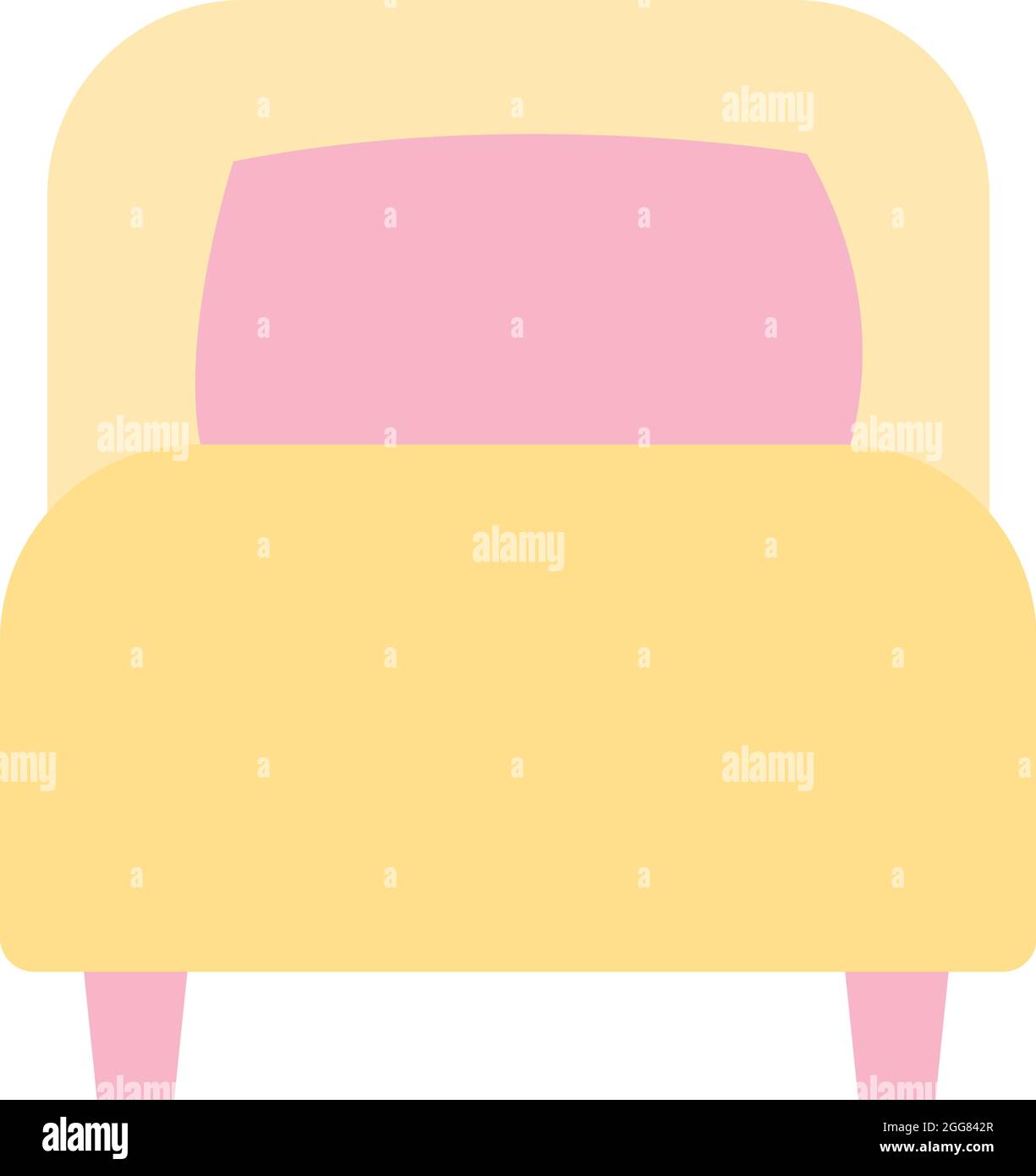 Yellow bed, illustration, on a white background Stock Vector Image ...