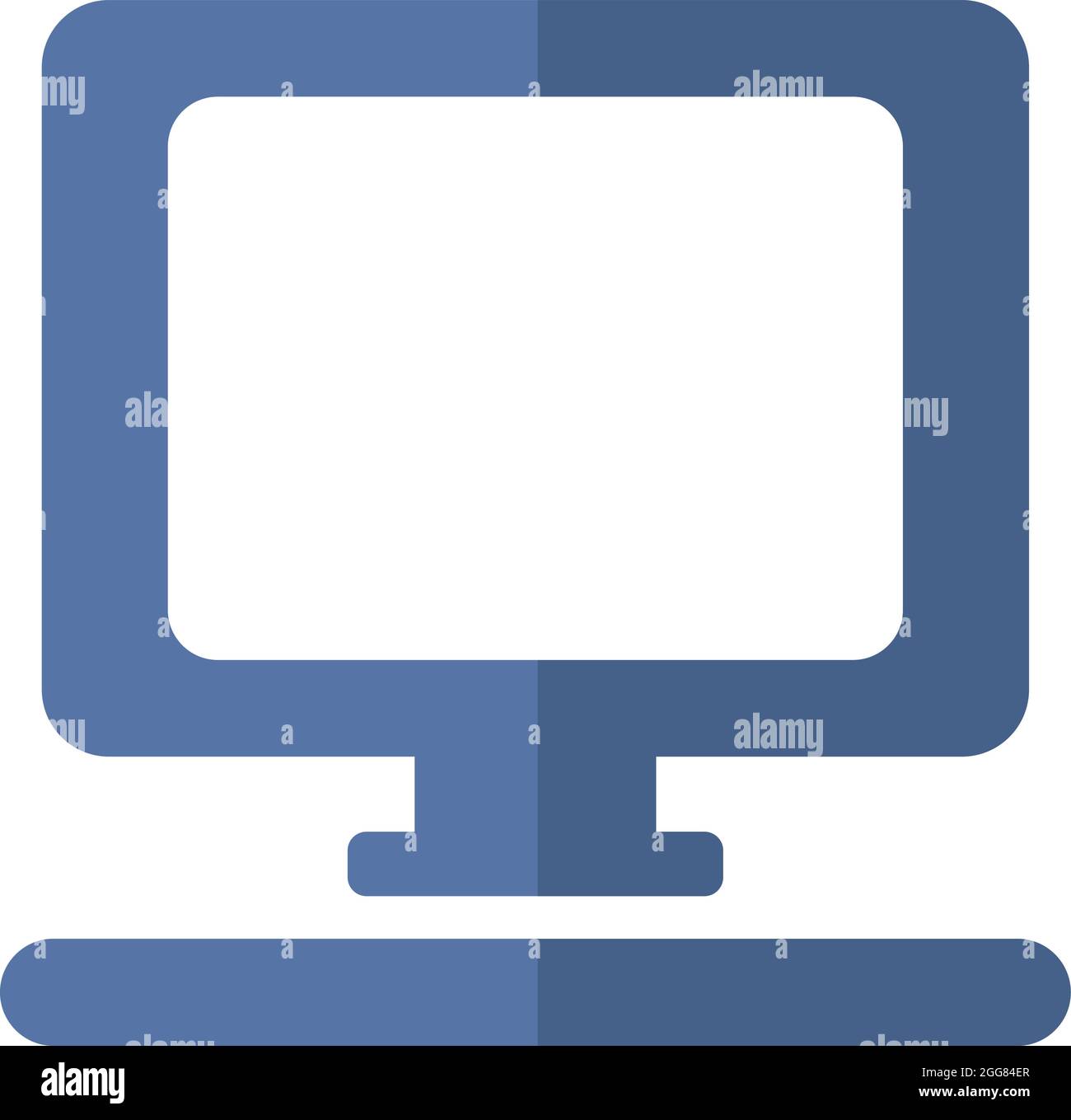 Blue computer screen, illustration, on a white background Stock Vector ...