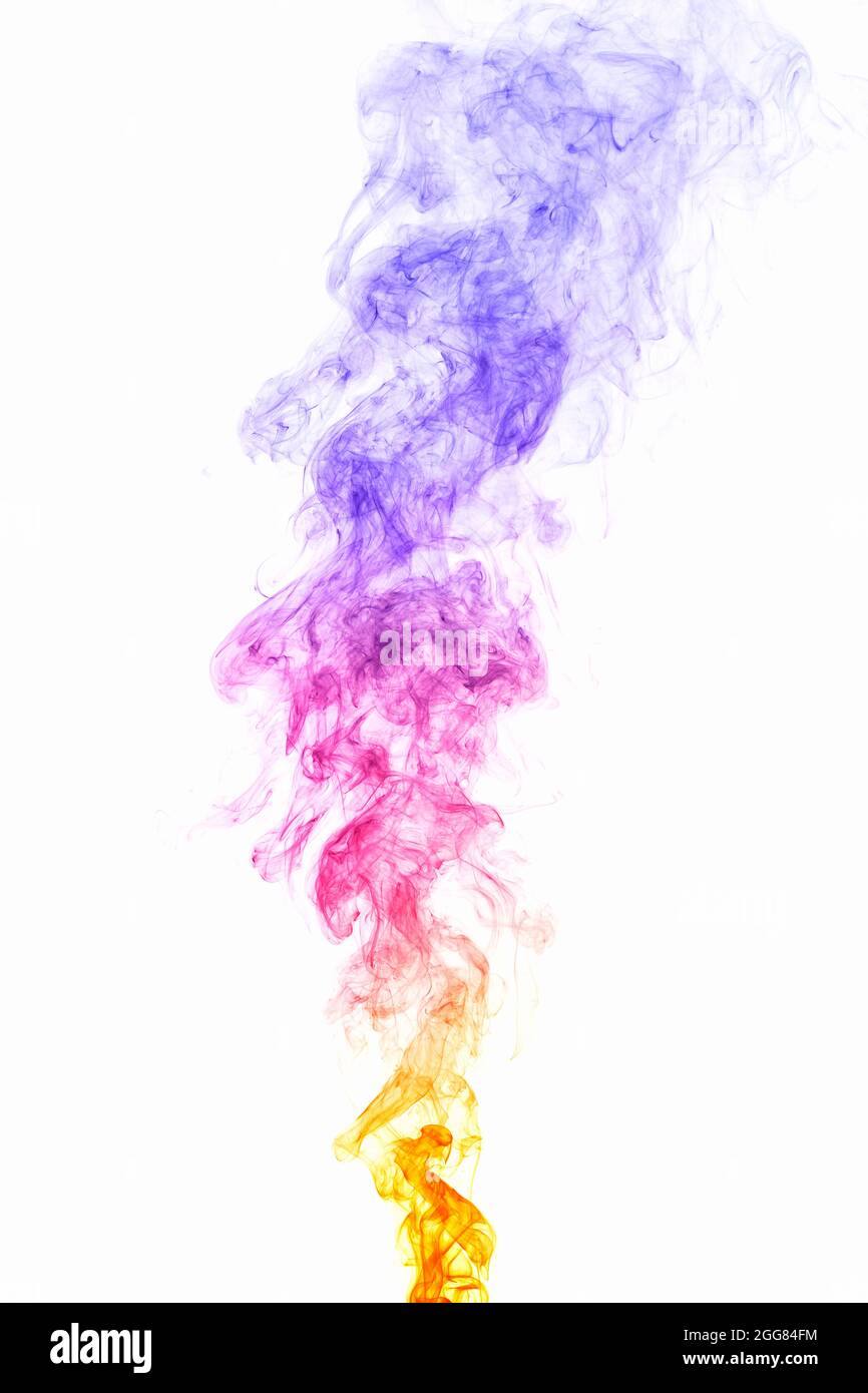 Colorful smoke against white background Stock Photo - Alamy