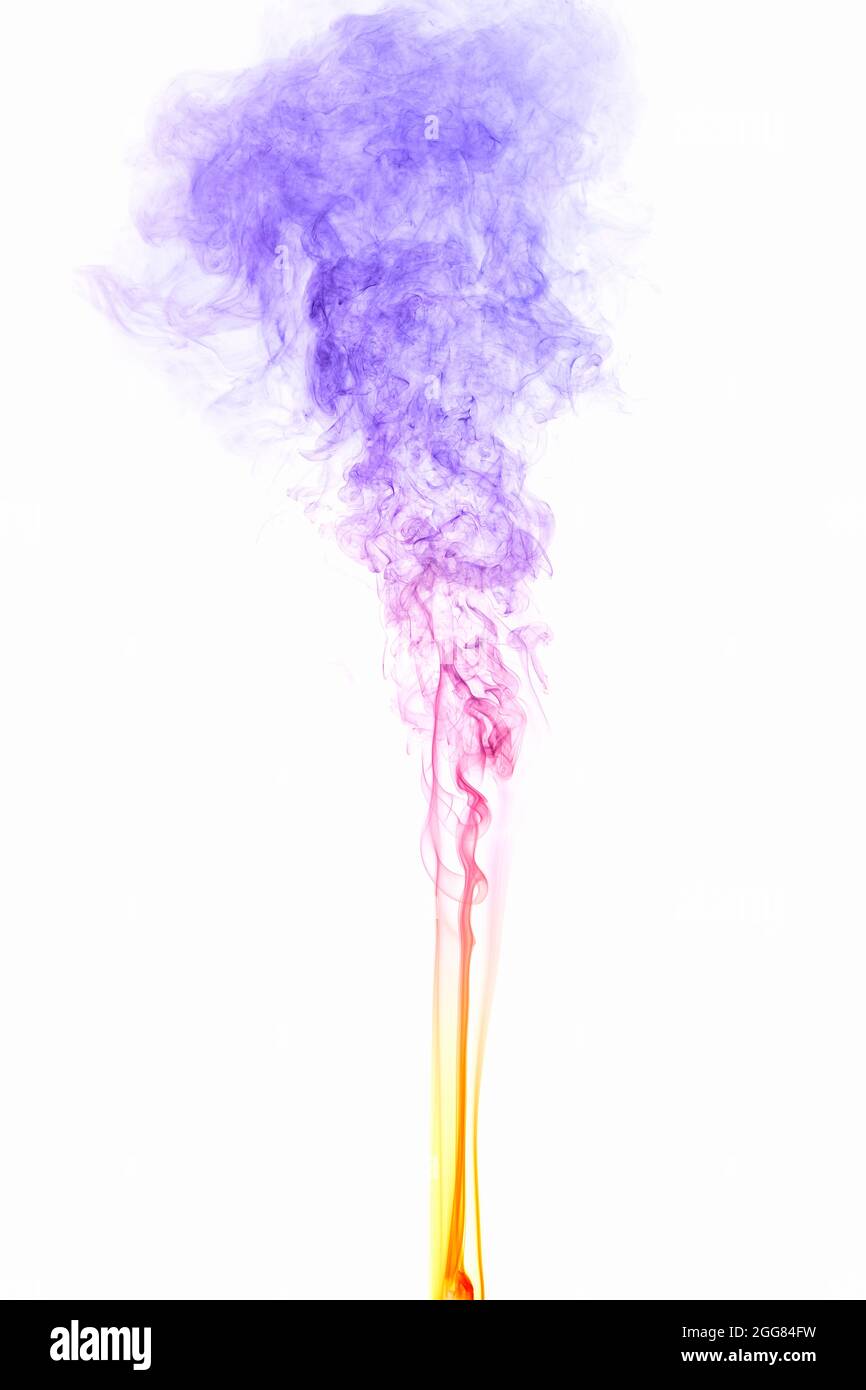 Colorful smoke against white background Stock Photo - Alamy