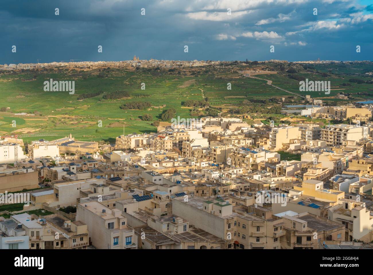 Malta, Gozo Island, Aerial view of old town Stock Photo - Alamy