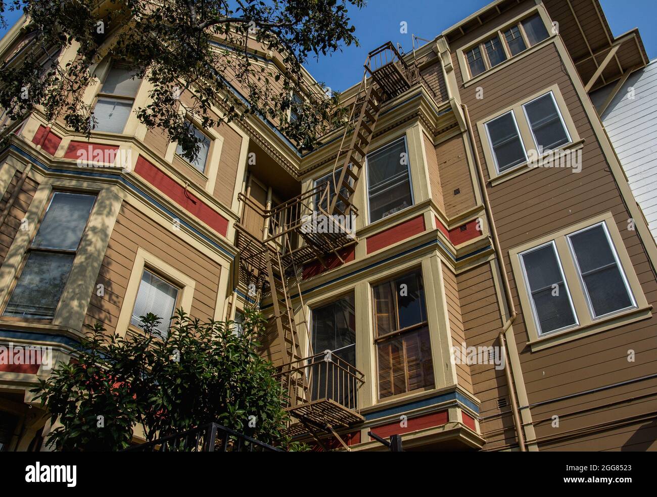 Side Walk view of Lovely homes in San Francisco, California Stock Photo ...