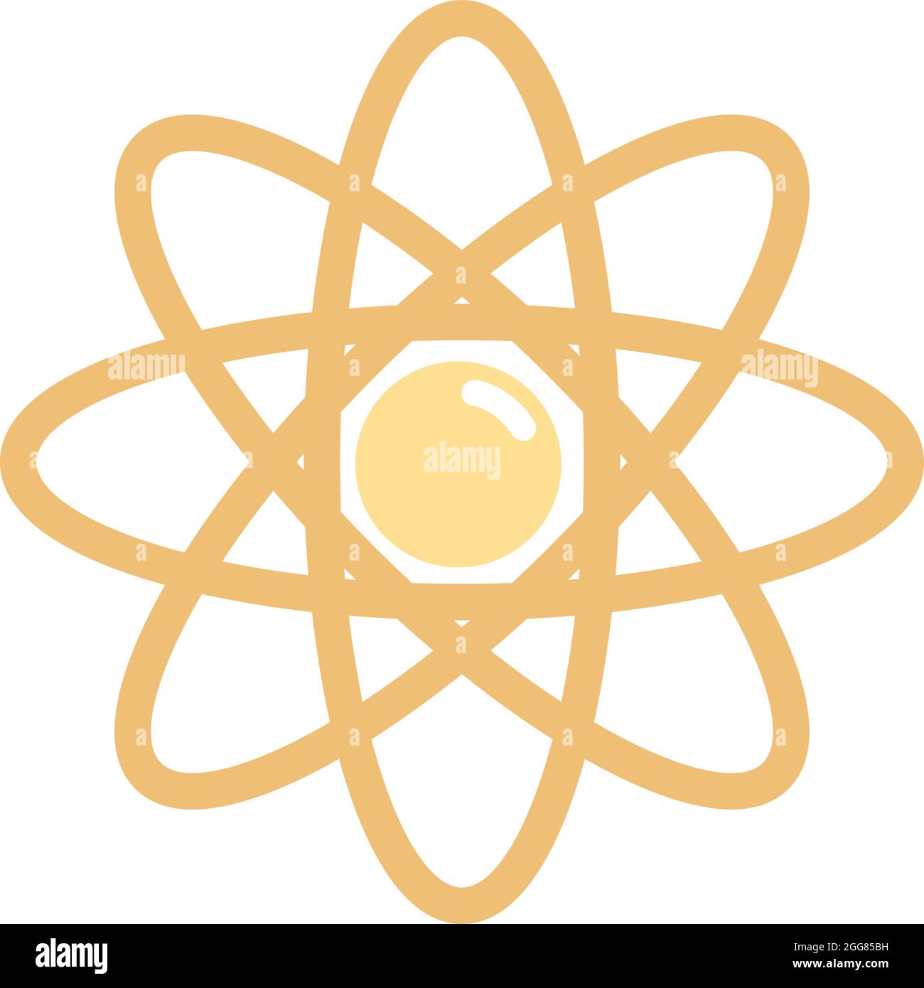 Golden atom, illustration, on a white background Stock Vector Image ...